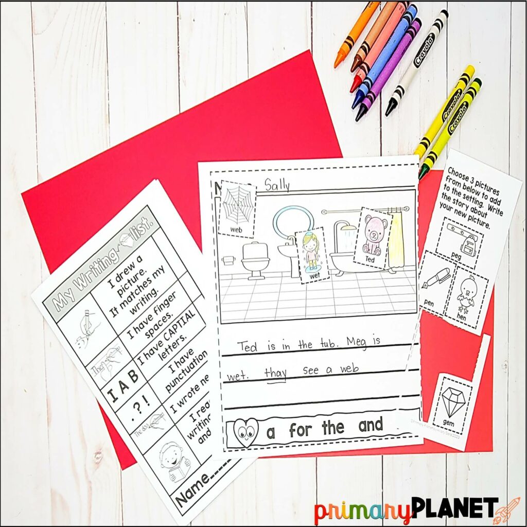 Short e Words CVC Phonics Writing Prompts with Pictures - SOR Aligned ...