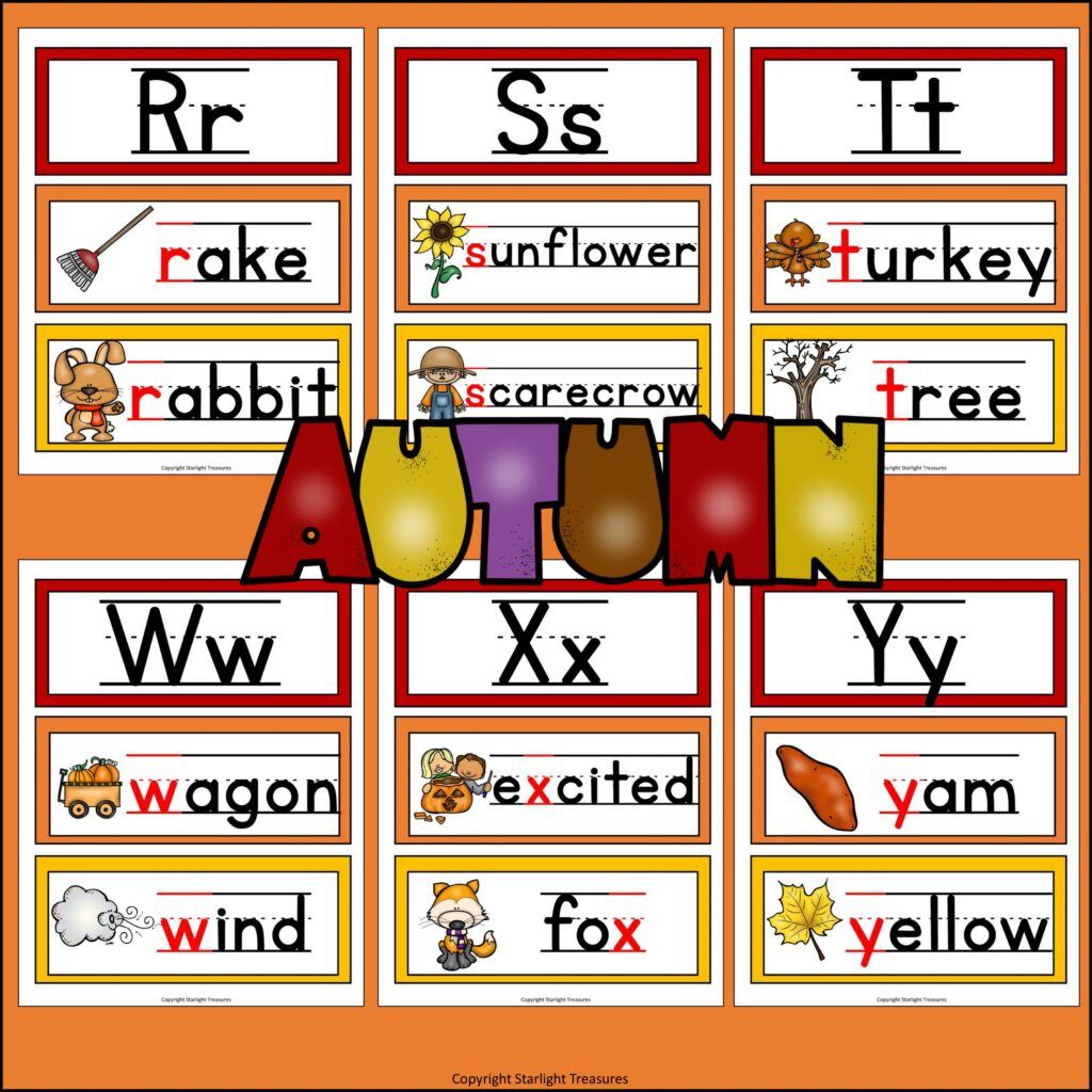 Alphabet Word Wall - Fall Theme - A-Z Word Wall | Made By Teachers