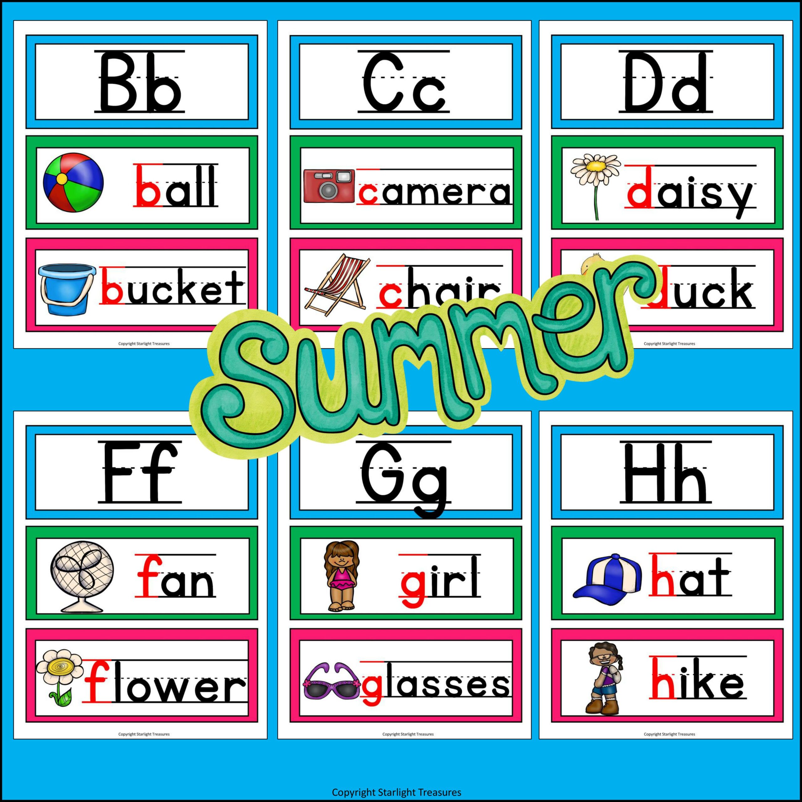 Alphabet Word Wall - Summer Theme - A-Z Word Wall | Made By Teachers