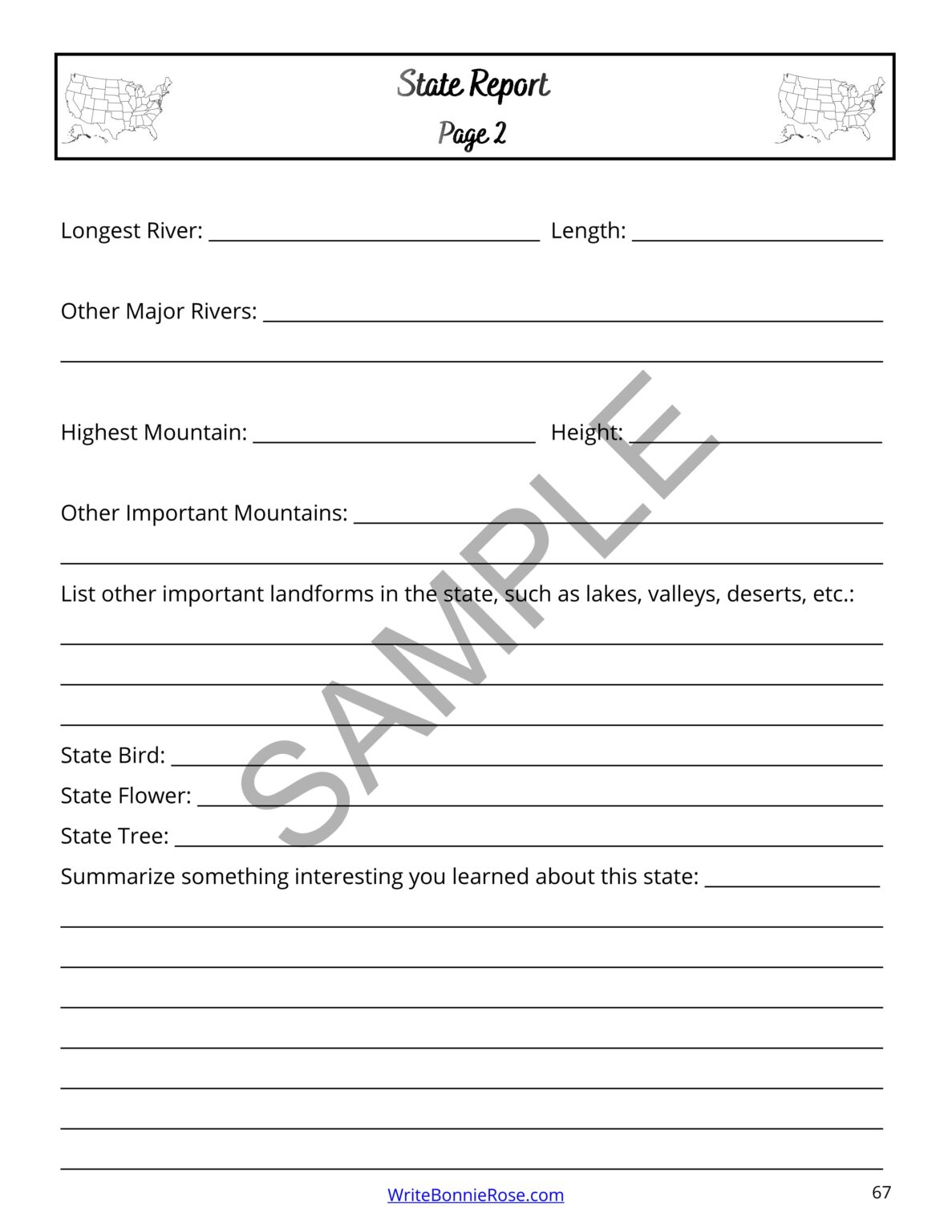 State Report Templates: United States History & Geography | Made By ...