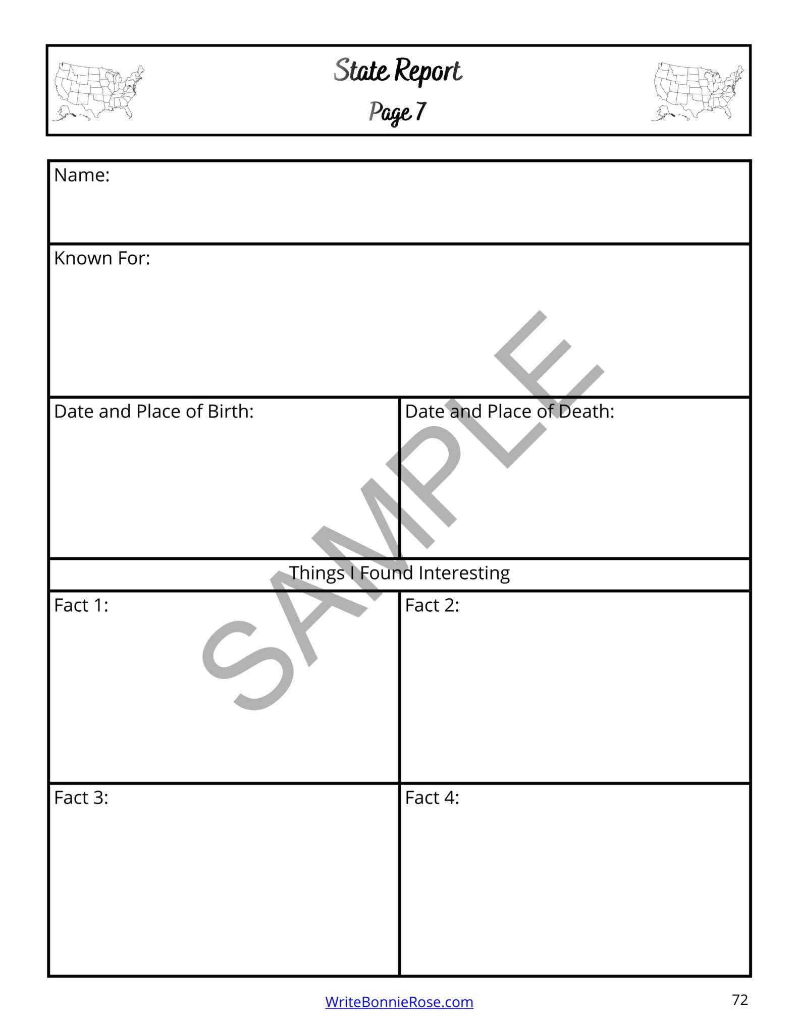 State Report Templates: United States History & Geography | Made By ...