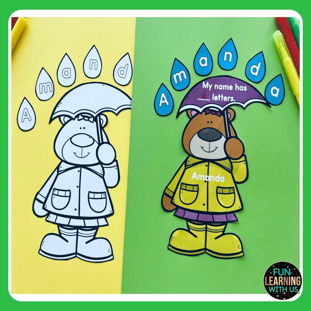 Spring Raindrop Name Crafts | Bear Editable Name Activity | Made By ...