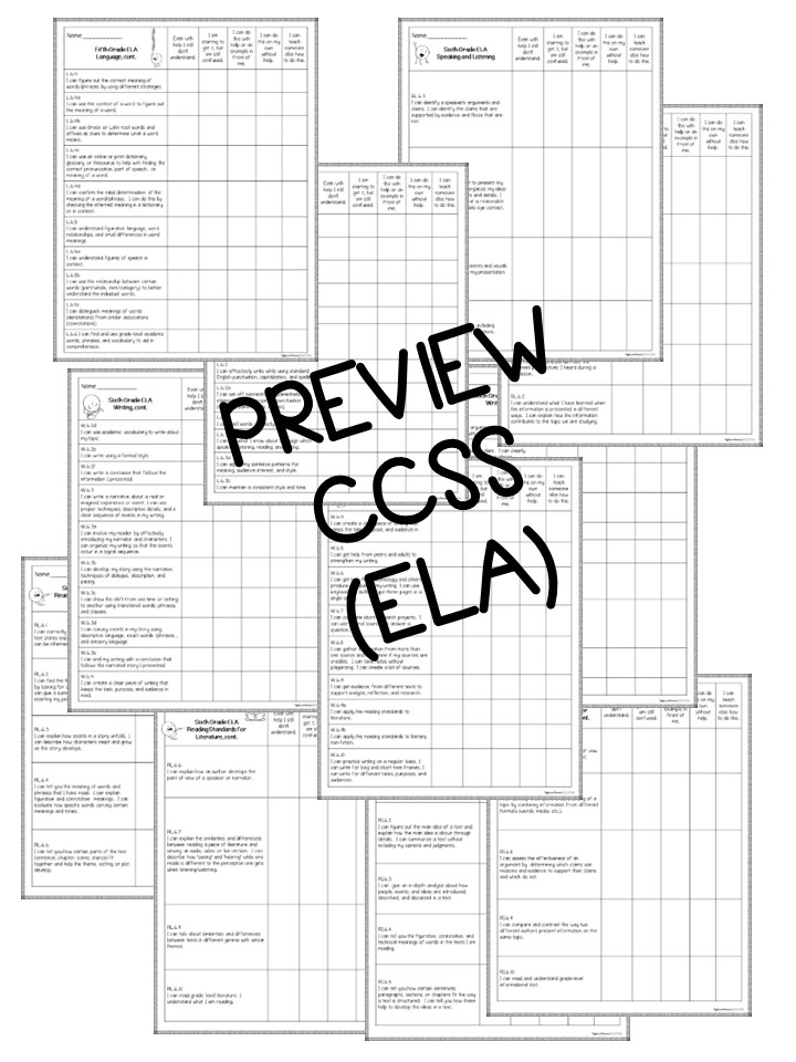 Sixth Grade Standards Checklist | Made By Teachers