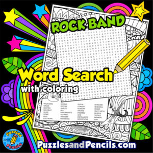 Rock Band Word Search Puzzle Activity Page with Coloring | Music ...