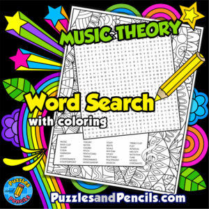 Music Theory Word Search Puzzle Activity Page with Coloring | Music ...