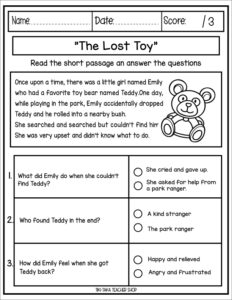 Reading Comprehension Passages - First Grade | Made By Teachers
