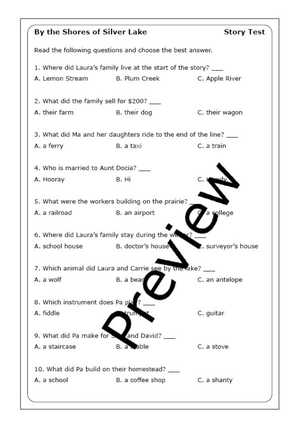 Laura Ingalls Wilder "By the Shores of Silver Lake" worksheets | Made ...