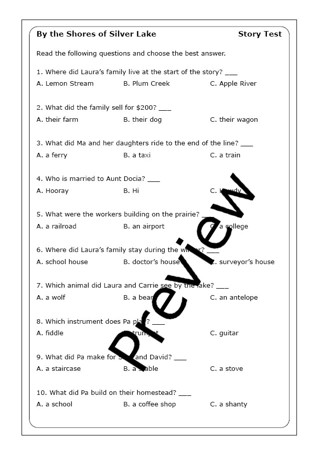 Laura Ingalls Wilder "By the Shores of Silver Lake" worksheets | Made ...