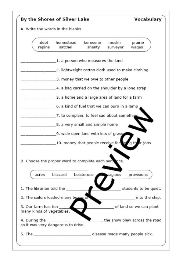 Laura Ingalls Wilder "By the Shores of Silver Lake" worksheets | Made ...