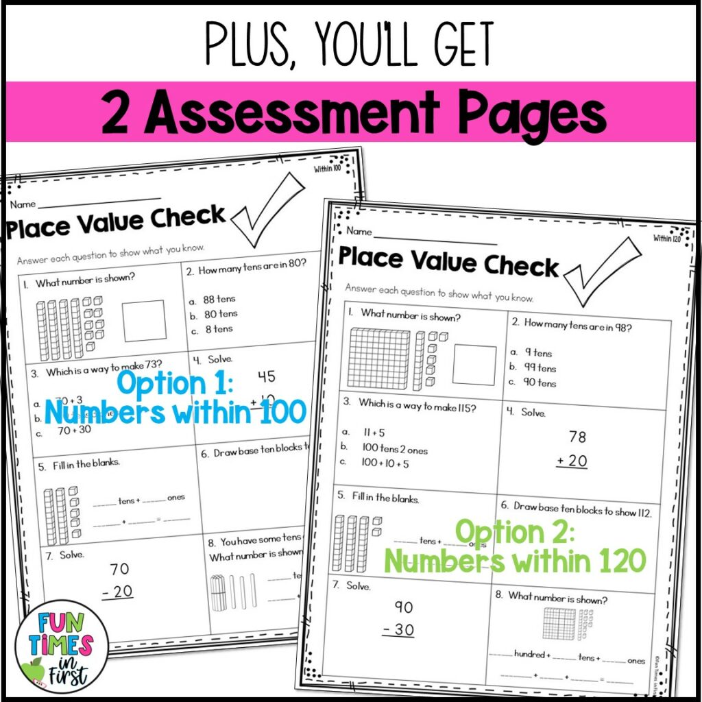 First Grade Place Value NO PREP Worksheets - No Prep Place Value - Tens ...