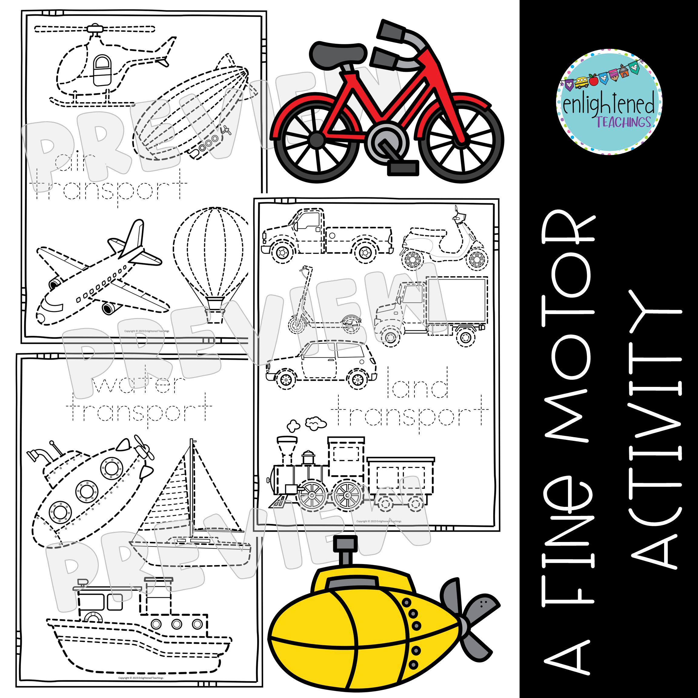 Transport Tracing Worksheets Fine Motor Activity Transportation Tracing ...