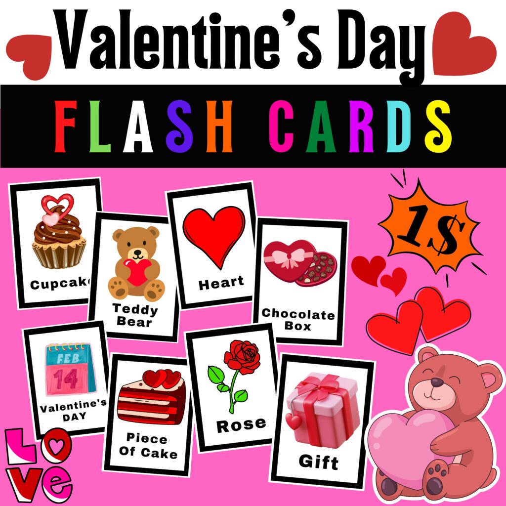 DOLLAR DEAL ! Valentine's Day Vocabulary Flash Cards for PreK & K ...