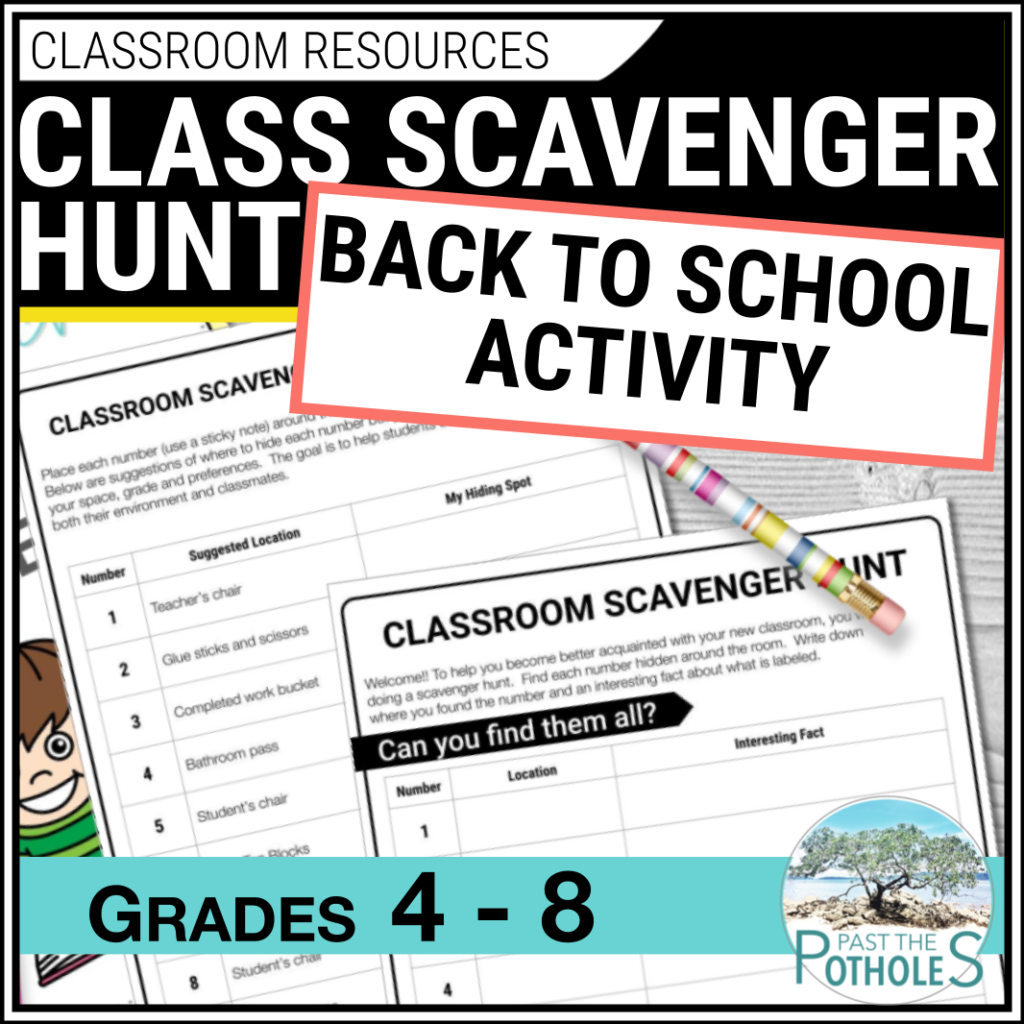 Back to School Activities: Classroom Scavenger Hunt - First Week of ...