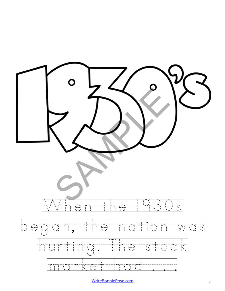 Story of the 1930s in America Coloring Book-Level B | Made By Teachers