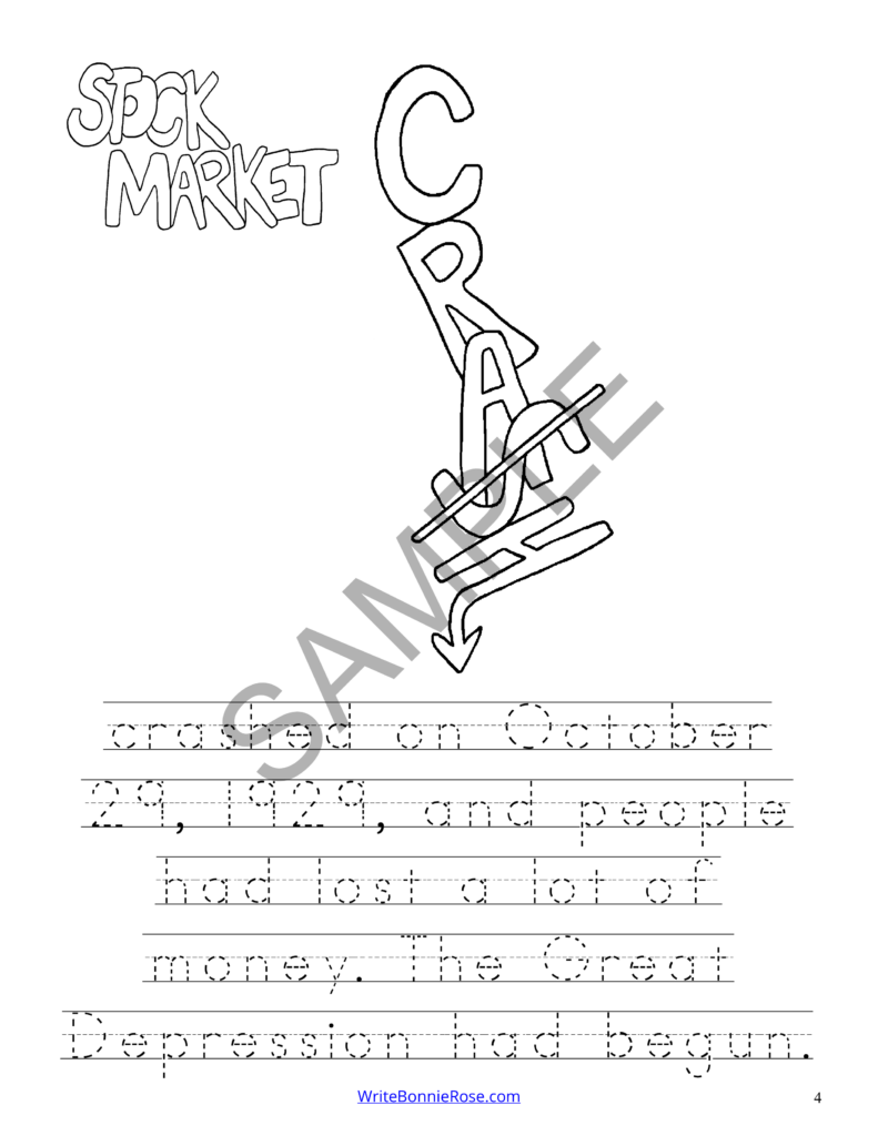 Story of the 1930s in America Coloring Book-Level B | Made By Teachers