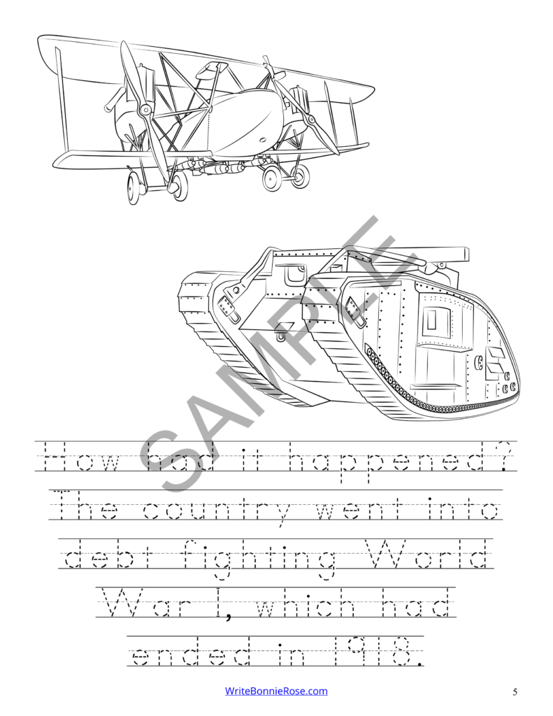 Story of the 1930s in America Coloring Book-Level B | Made By Teachers