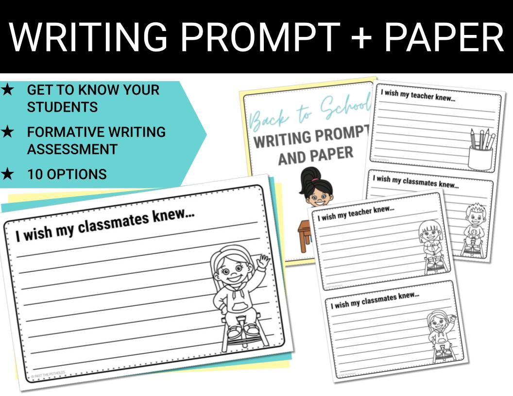 Back to School: First Week of School Writing Prompts "I Wish My Teacher ...