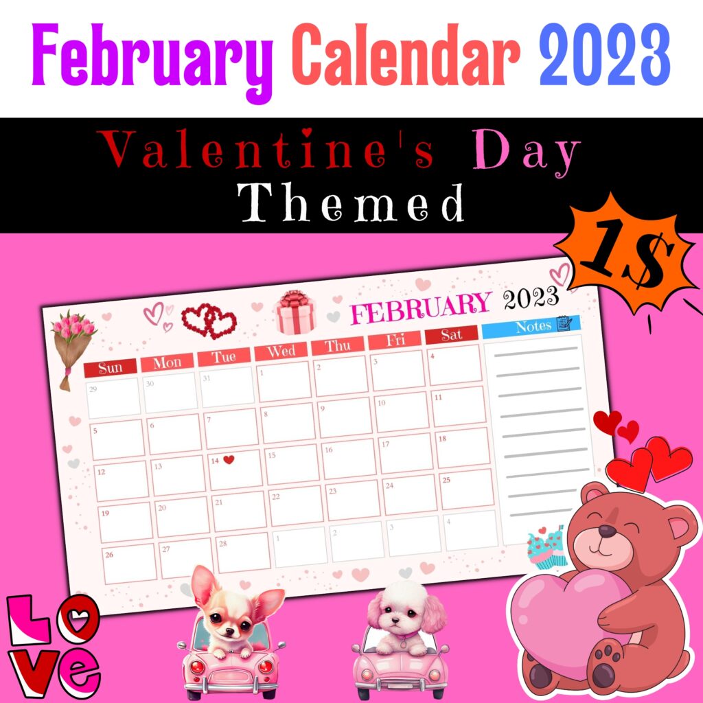 Valentine's Day Themed February Calendar 2023 | Made By Teachers