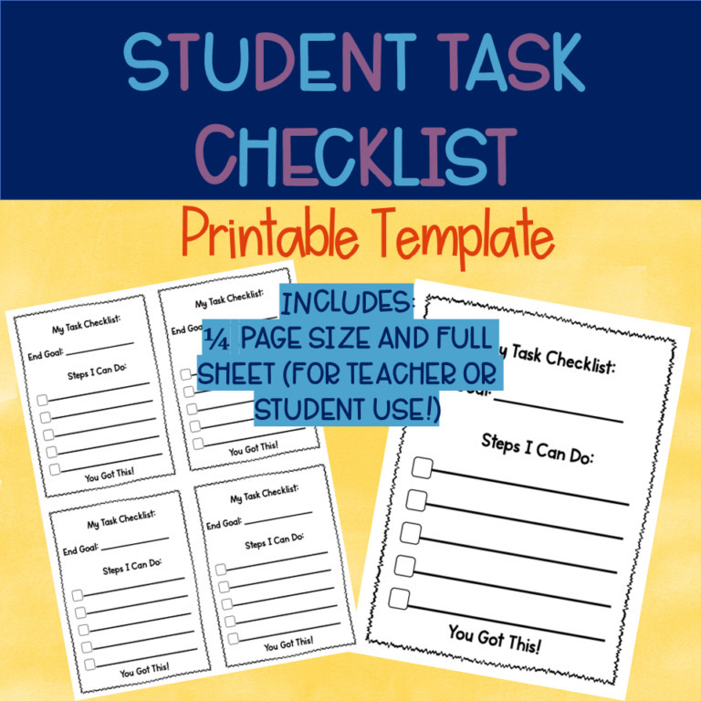 Printable Task Checklist Template for Students | Made By Teachers
