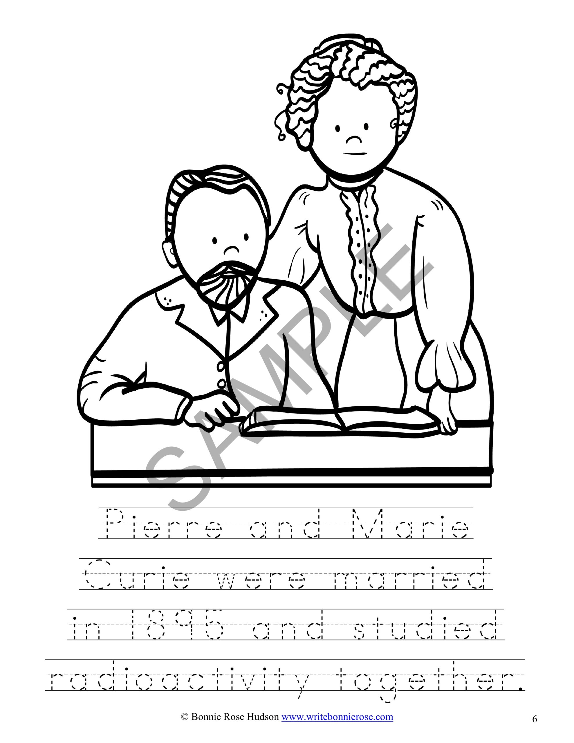 Marie and Pierre Curie Coloring Book-Level B | Made By Teachers