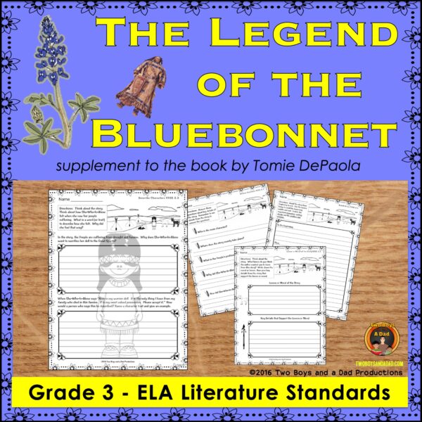 Legend of the Bluebonnet Literature Standards Support Worksheets Grade ...