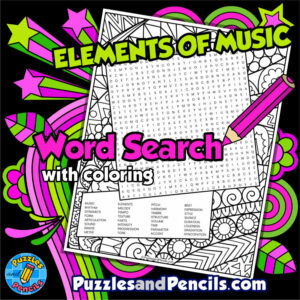 Elements of Music Word Search Puzzle Activity Page with Coloring ...