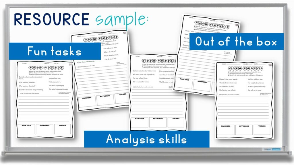 Poetry Activities - Puzzles Worksheets - Poem Reading and Analysis ...