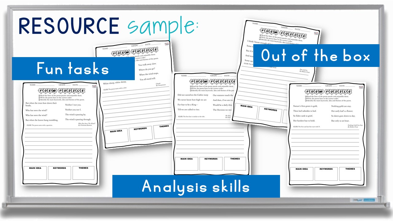Poetry Activities - Puzzles Worksheets - Poem Reading and Analysis ...