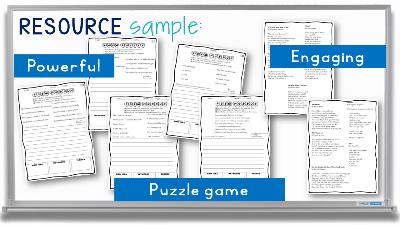 Poetry Activities - Puzzles Worksheets - Poem Reading and Analysis ...