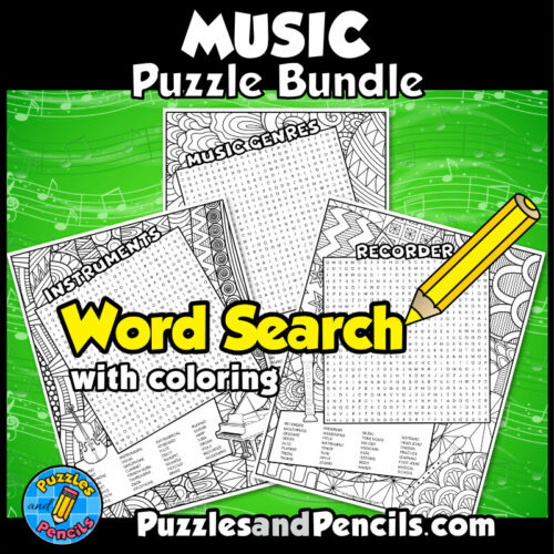 Music Word Search Puzzle MEGA BUNDLE | 25 Music Wordsearch Puzzles ...