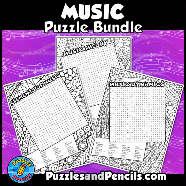 Music Word Search Puzzle MEGA BUNDLE | 25 Music Wordsearch Puzzles ...