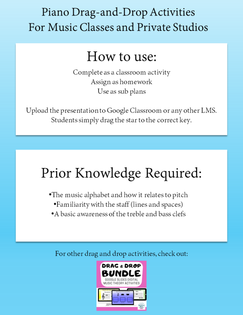 PIANO DRAG AND DROP ACTIVITIES for Music Classes and Private Studios ...