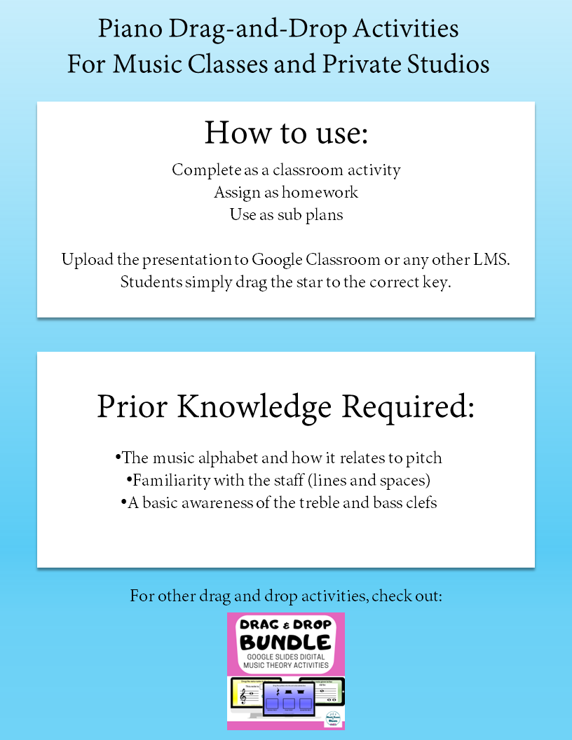 PIANO DRAG AND DROP ACTIVITIES for Music Classes and Private Studios ...