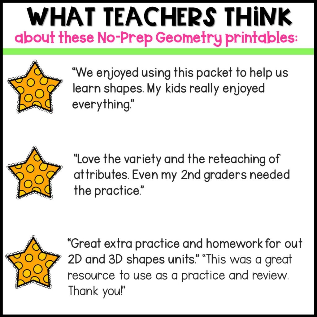 2D and 3D Shape NO PREP Printable Worksheets - Shapes and Attributes ...