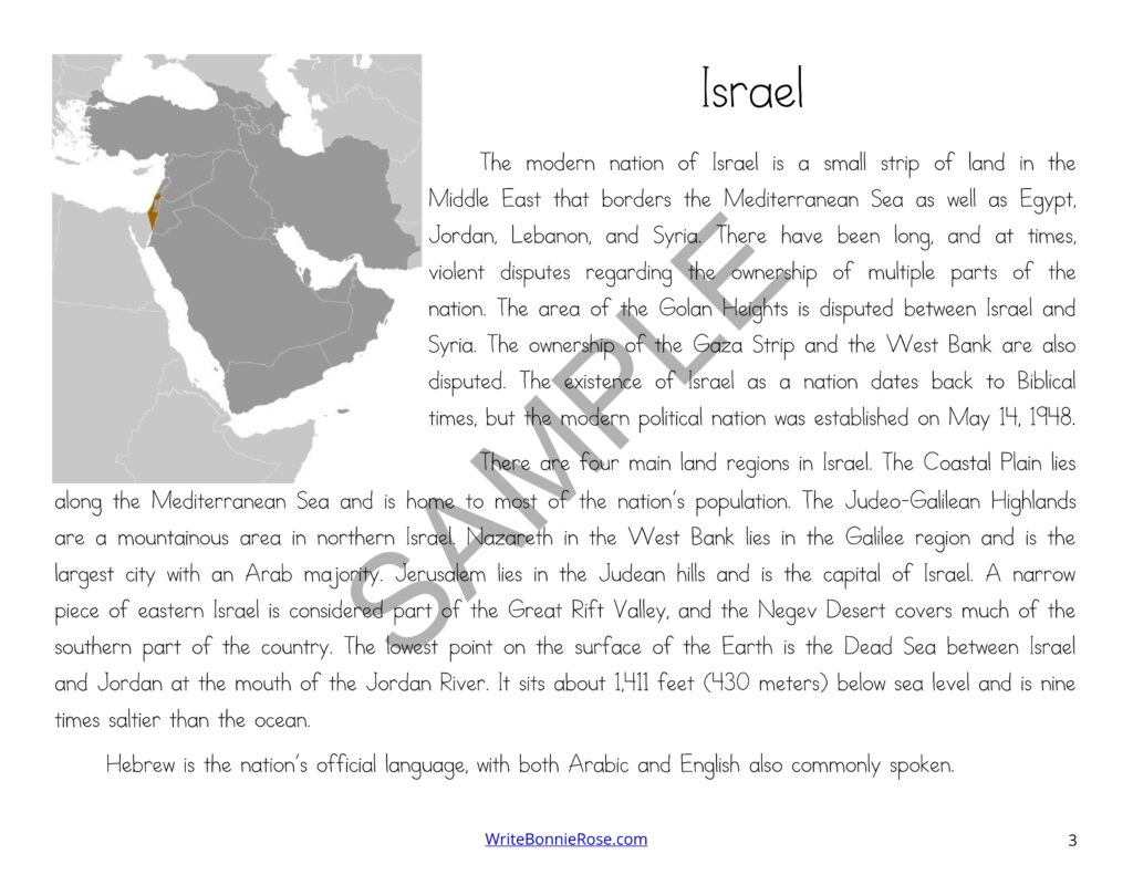 My Book About Israel with Cursive Copywork | Made By Teachers