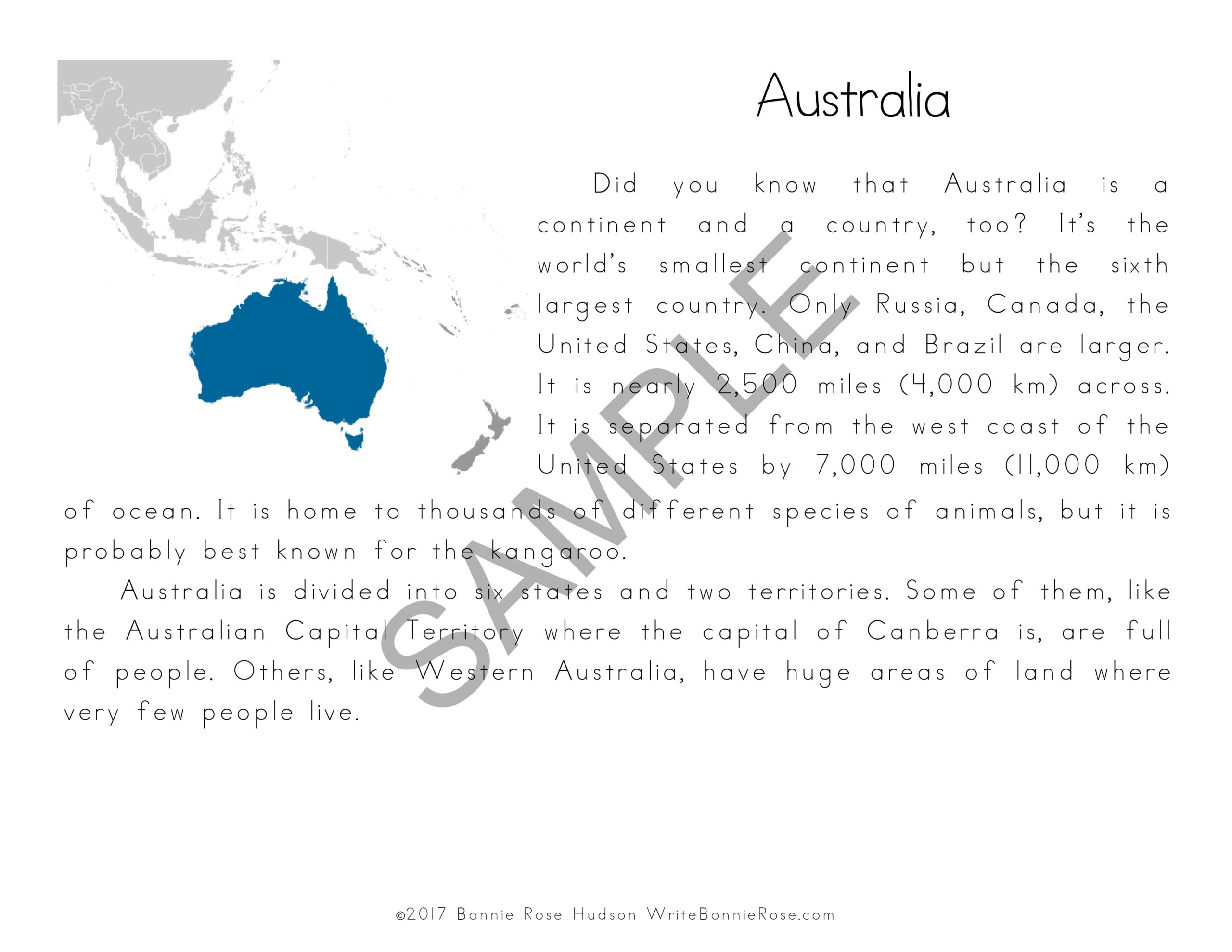 My Book About Australia with Cursive Copywork | Made By Teachers