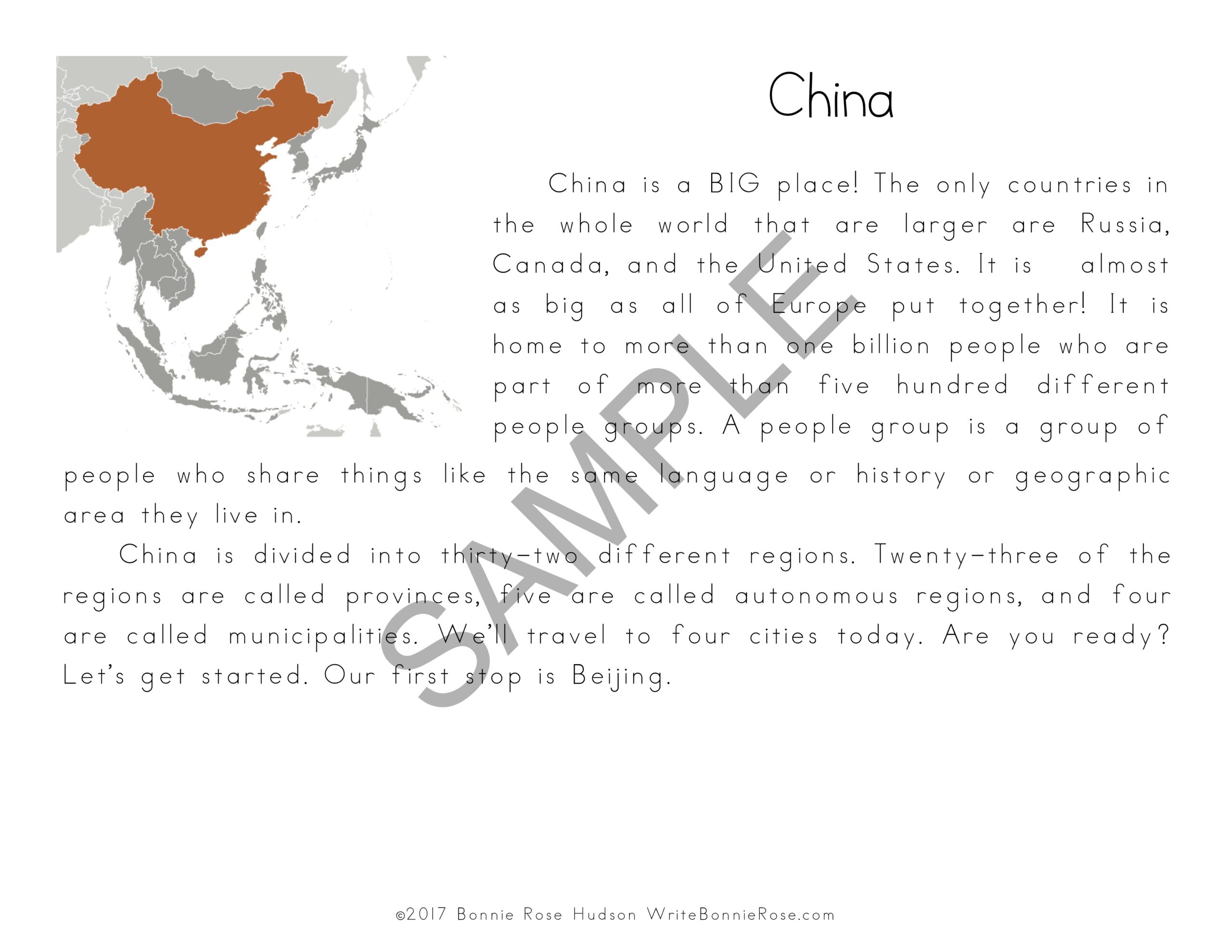 My Book About China with Cursive Copywork | Made By Teachers