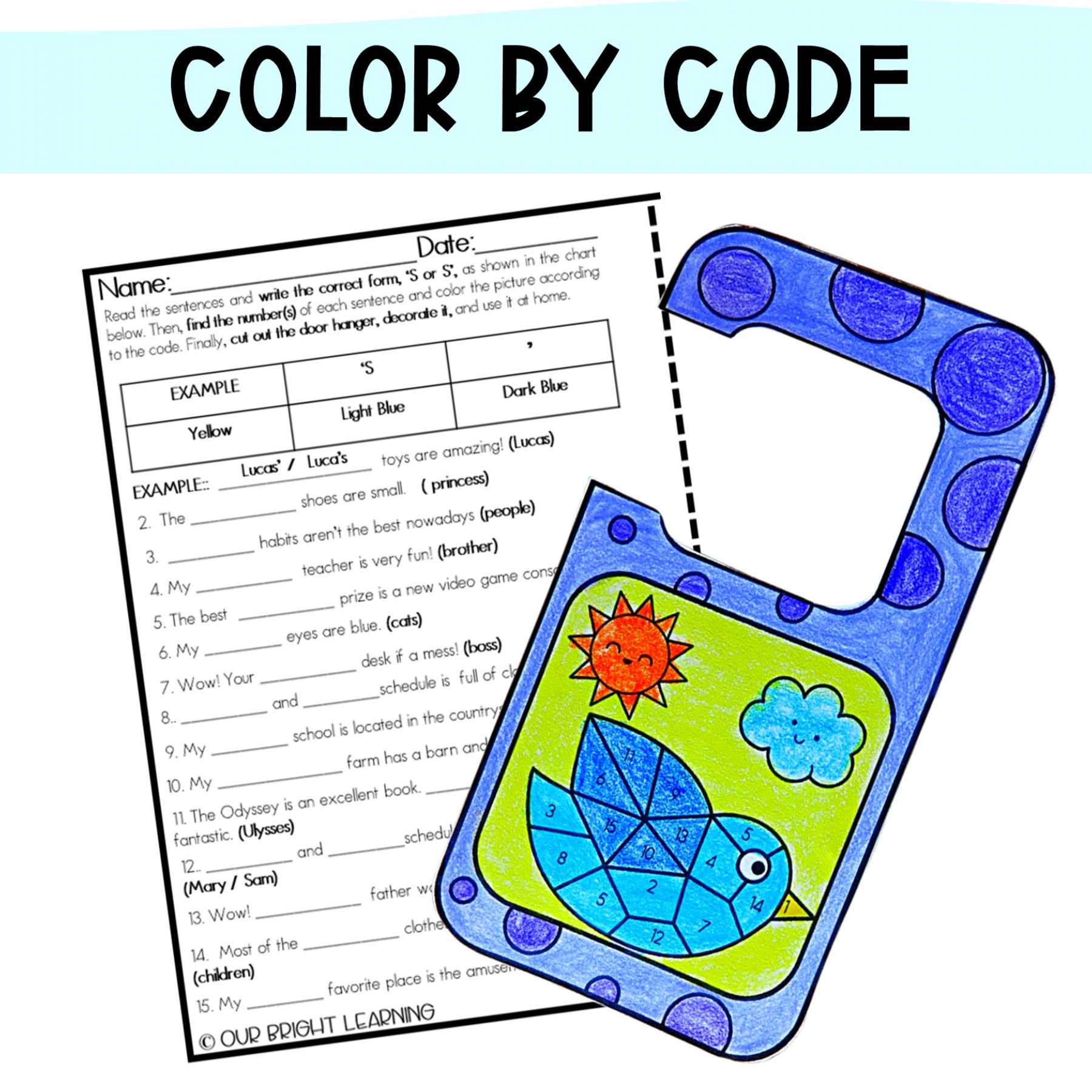 FREEBIE | Genitive Case | Possessive 's and '| BOOM Cards | Color by ...