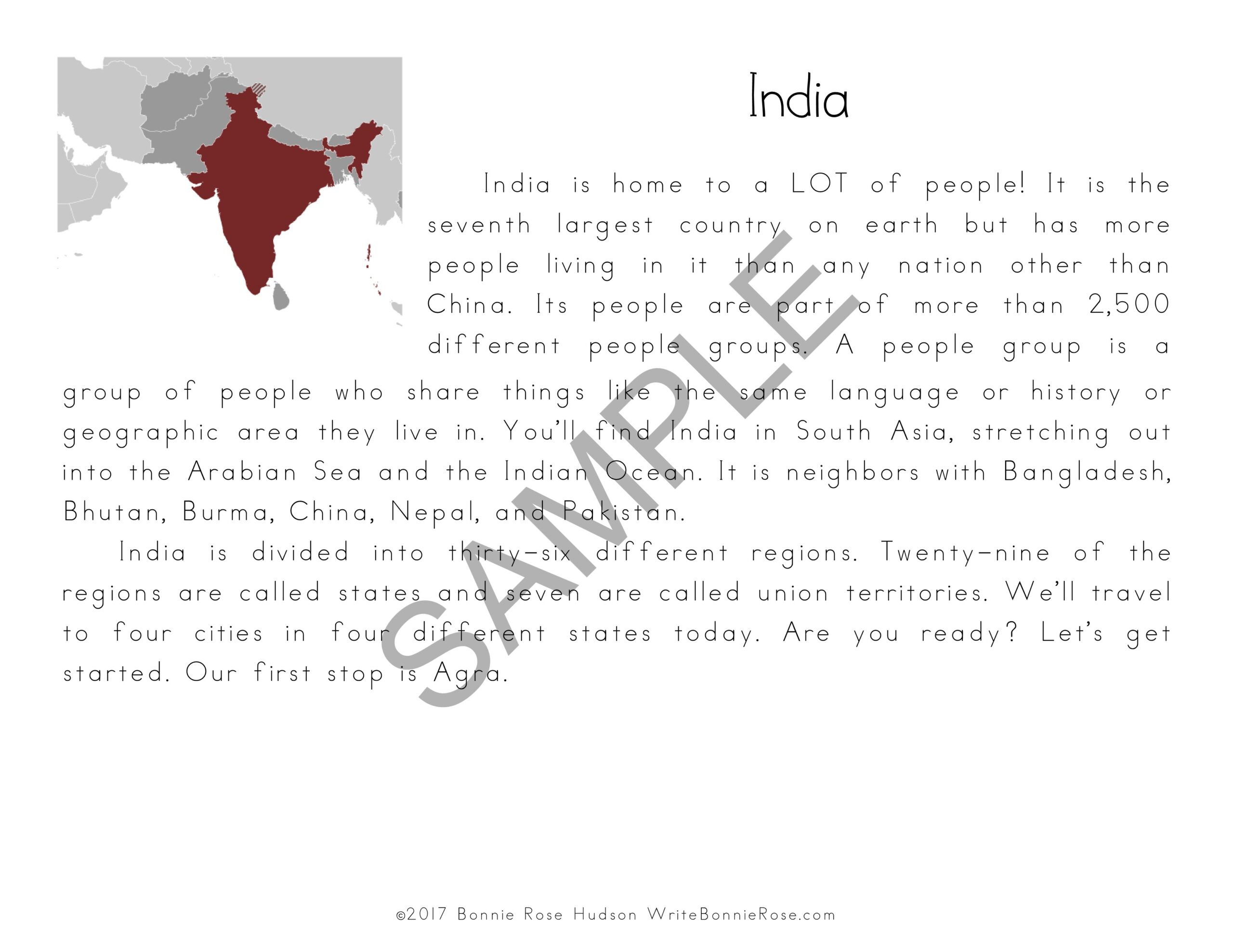 My Book About India with Cursive Copywork | Made By Teachers