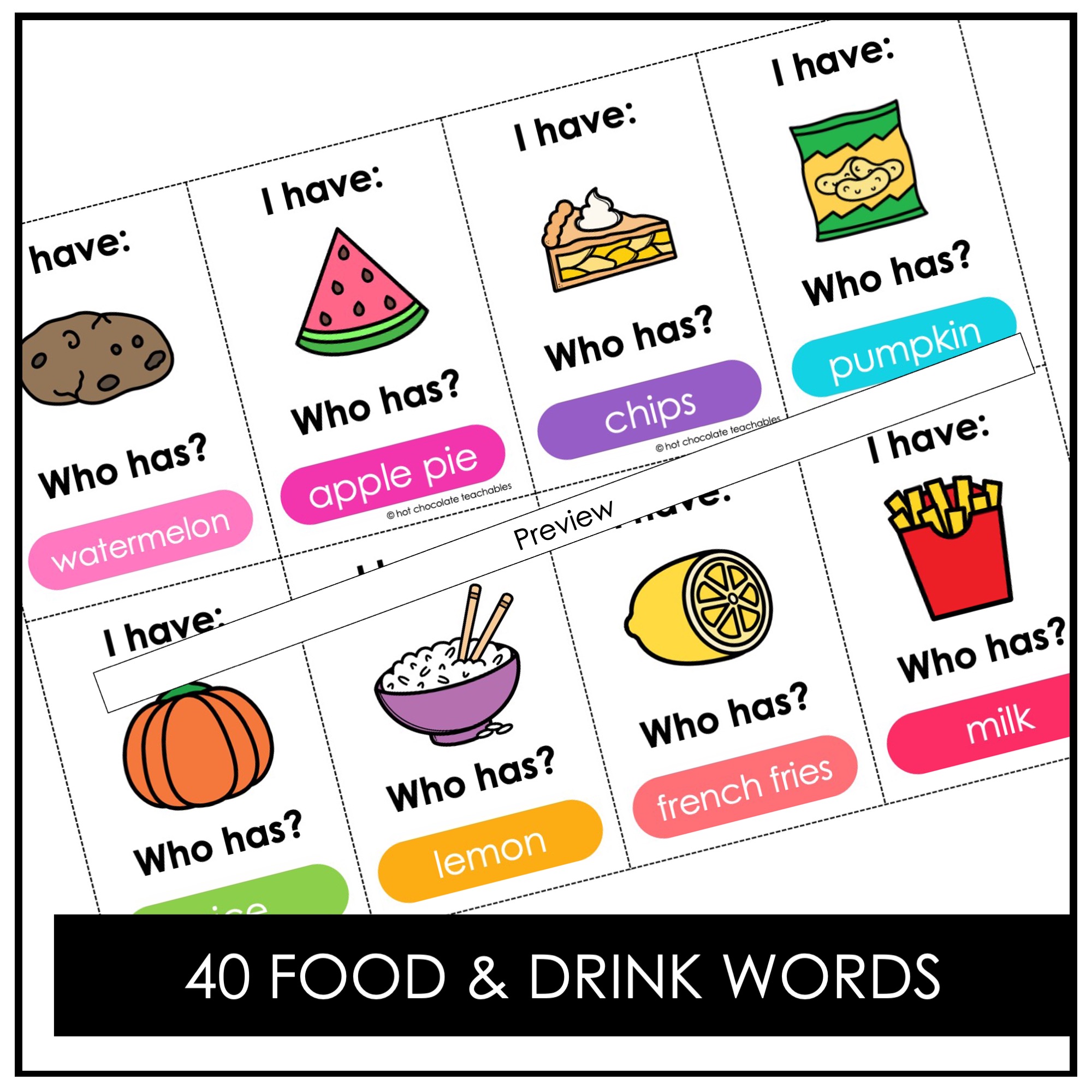 Food & Drink Vocabulary Card Game: I have-Who Has? | Made By Teachers