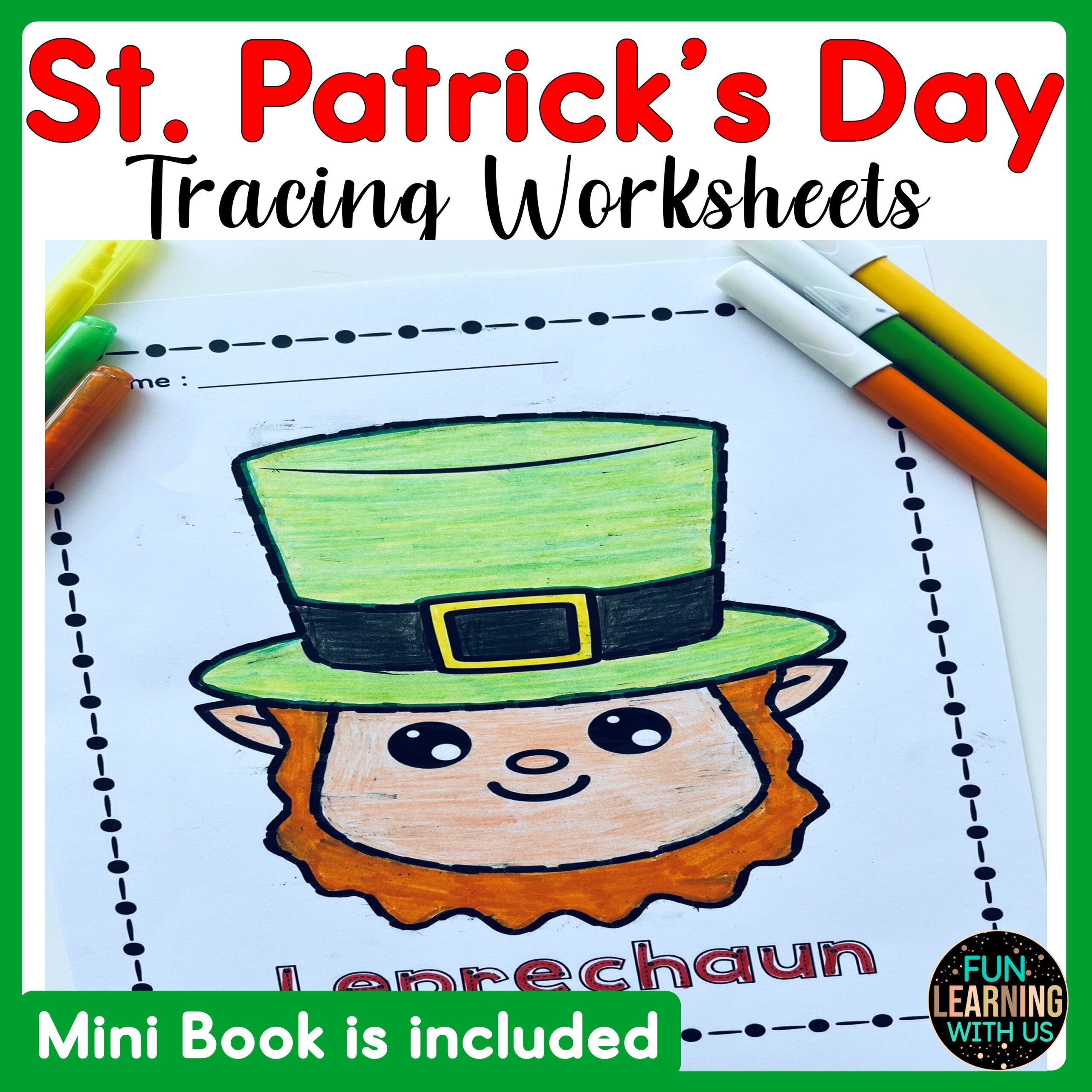 St. Patricks Day Picture Tracing & Coloring Fine Motor Worksheets ...