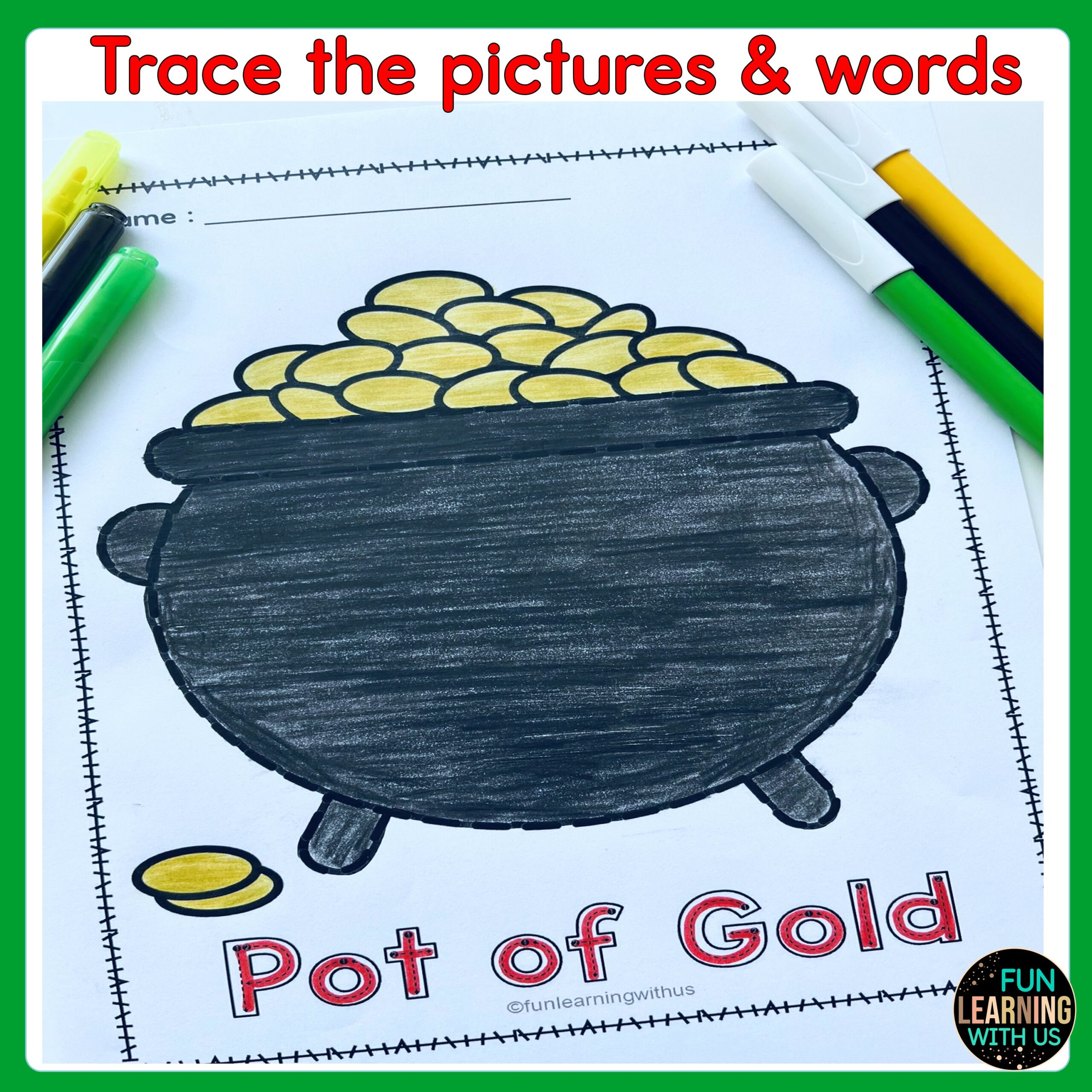 St. Patricks Day Picture Tracing & Coloring Fine Motor Worksheets ...