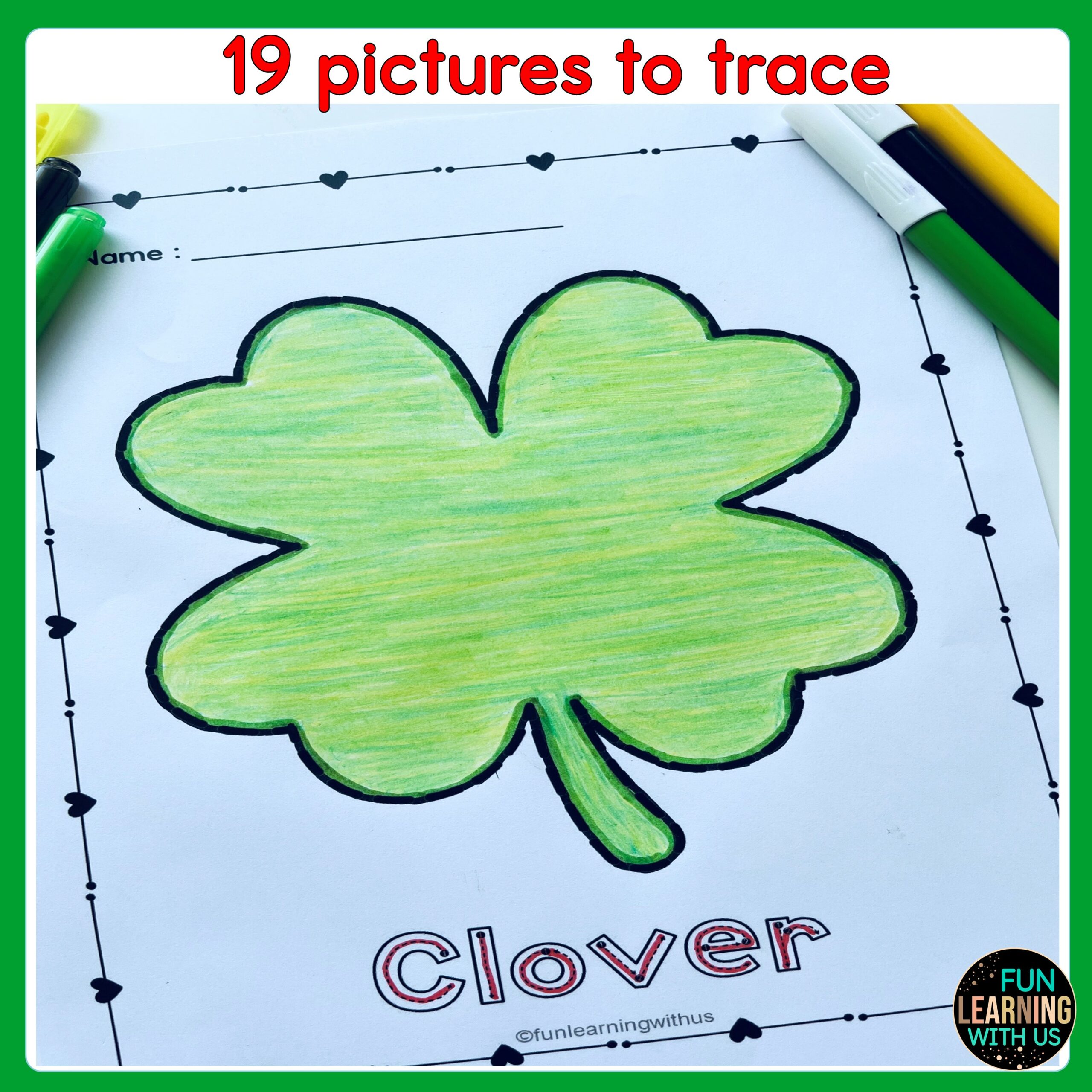 St. Patricks Day Picture Tracing & Coloring Fine Motor Worksheets ...