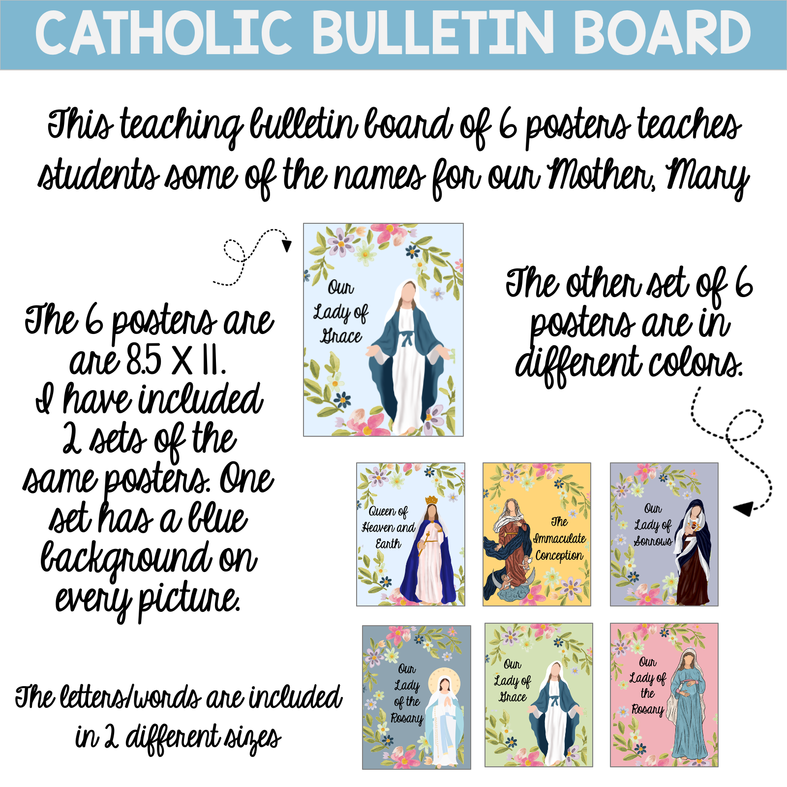 Catholic Bulletin Board: Names of Mary Posters | Made By Teachers