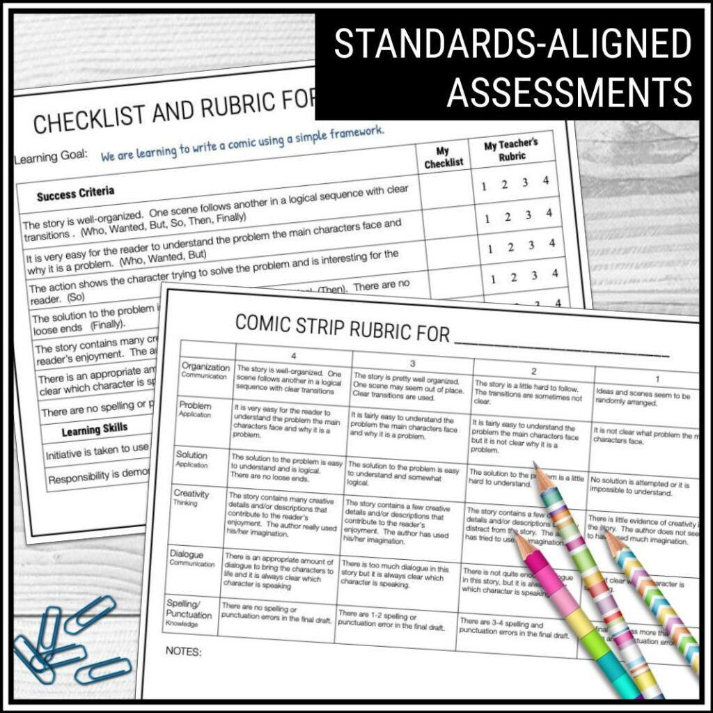 Comic Strip Templates, Activities & Assessment - Narrative Writing Unit ...