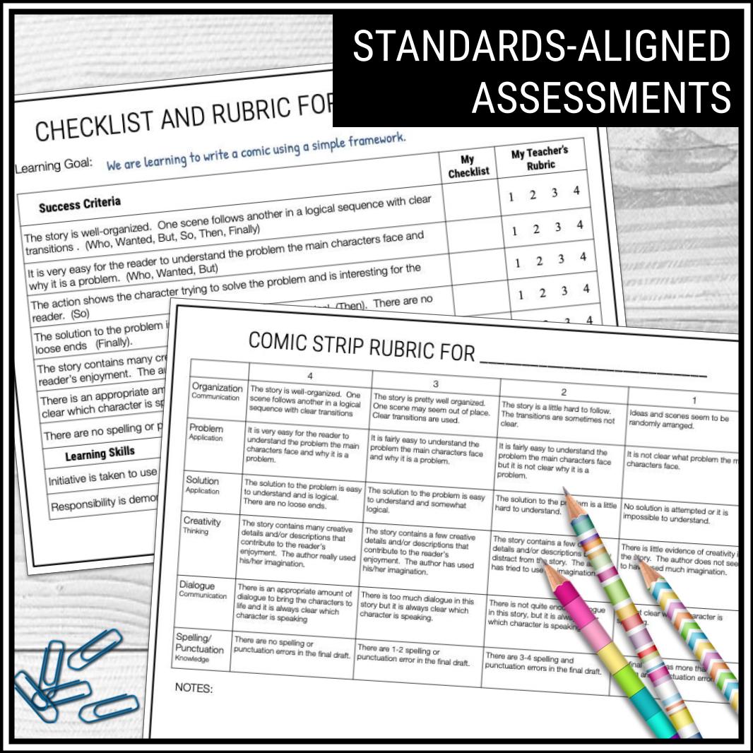 Comic Strip Templates, Activities & Assessment - Narrative Writing Unit ...
