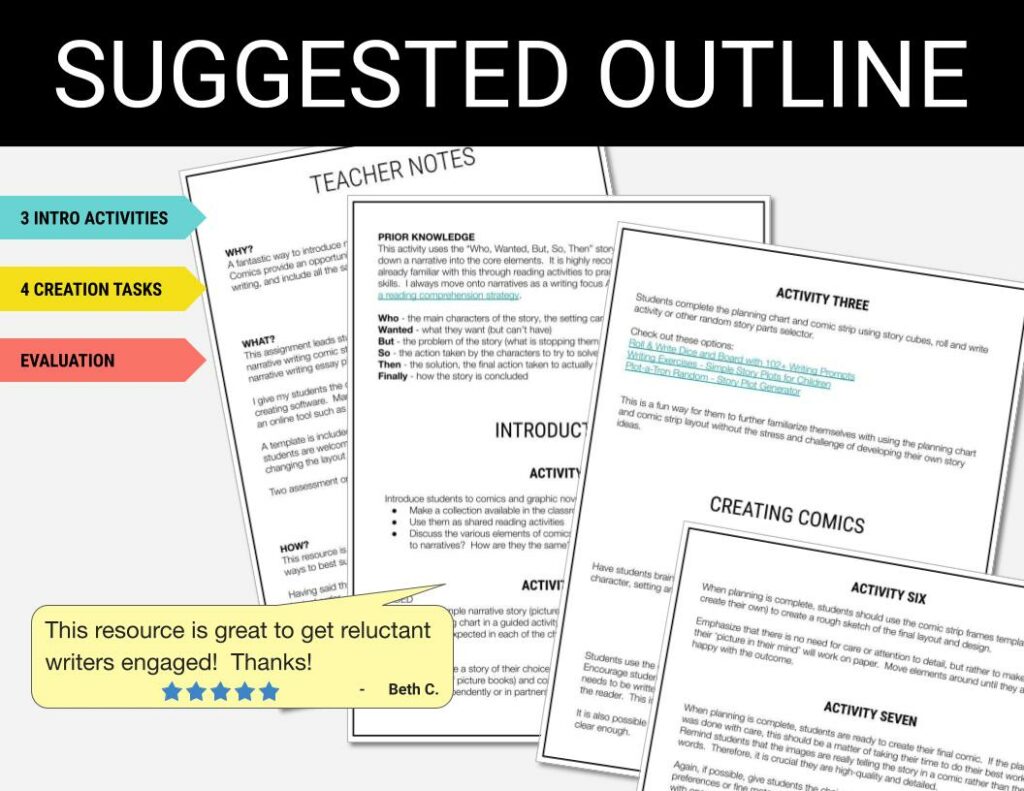 Comic Strip Templates, Activities & Assessment - Narrative Writing Unit ...