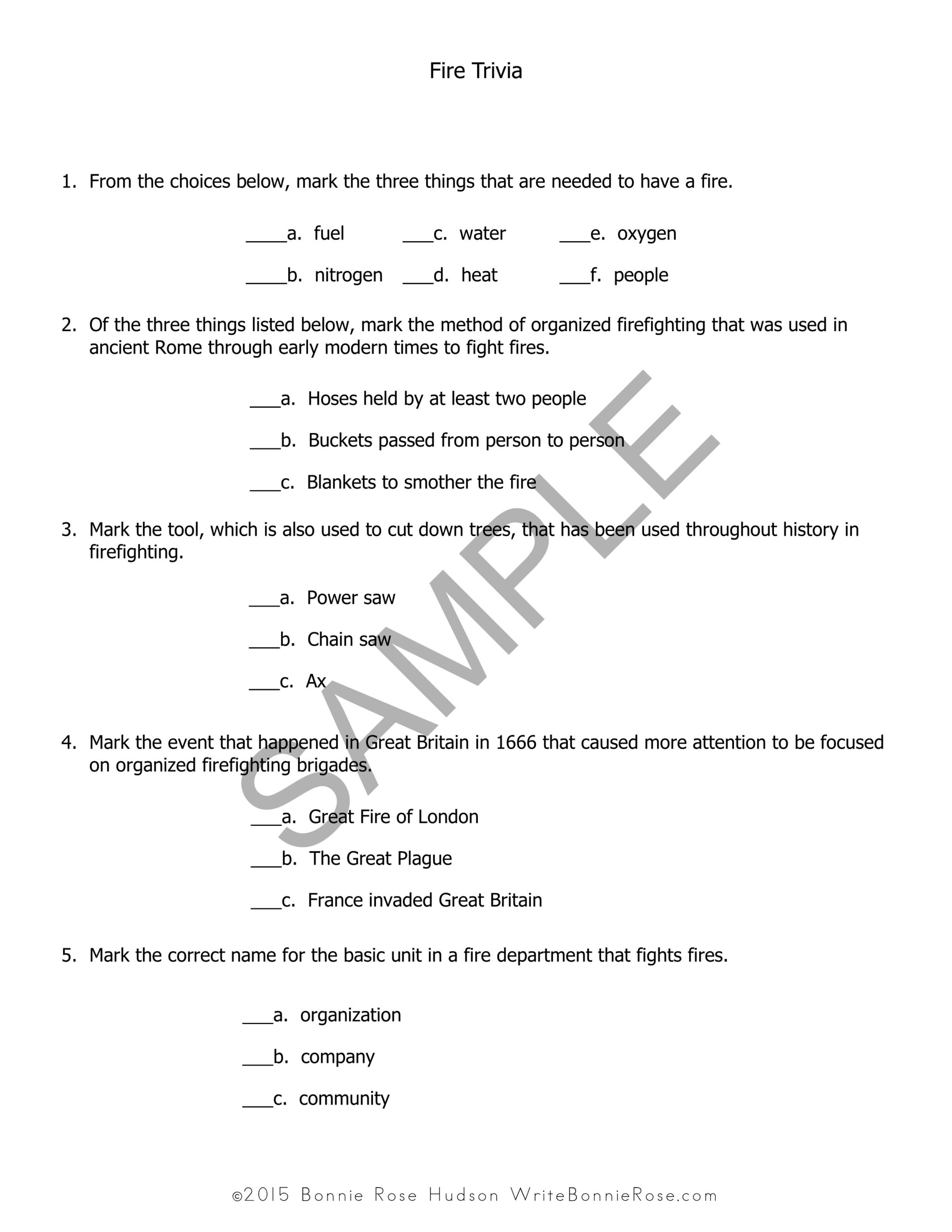 Celebrating Firefighters History and Trivia Activity Pack | Made By ...