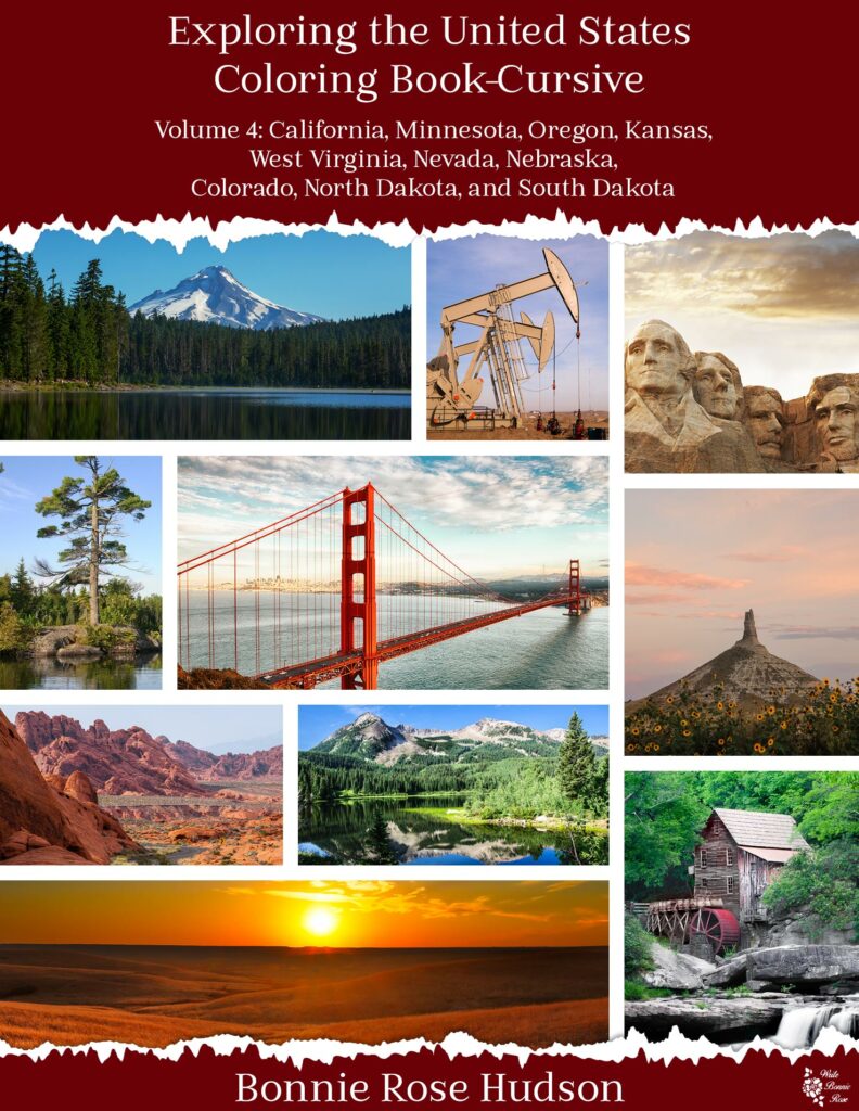 Exploring the United States Coloring Book with Cursive Copywork, Volume ...