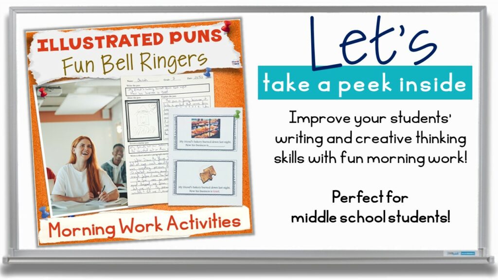 Fun Activities Bell Ringers - Illustrated Puns Morning Work | Made By ...